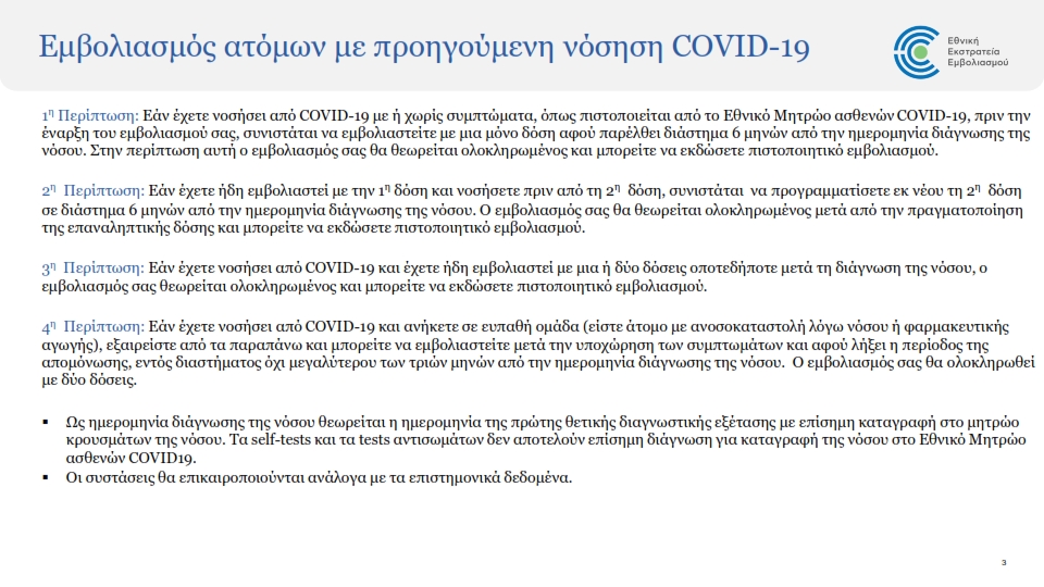 Οδηγίες για τον εμβολιασμό όσων έχουν νοσήσει από COVID-19 – ΓN ...