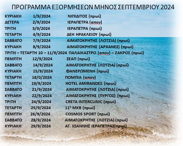 Πρόγραμμα εξορμήσεων Κέντρου Αίματος Γ.Ν. «Βενιζέλειο – Πανάνειο» μηνός ...